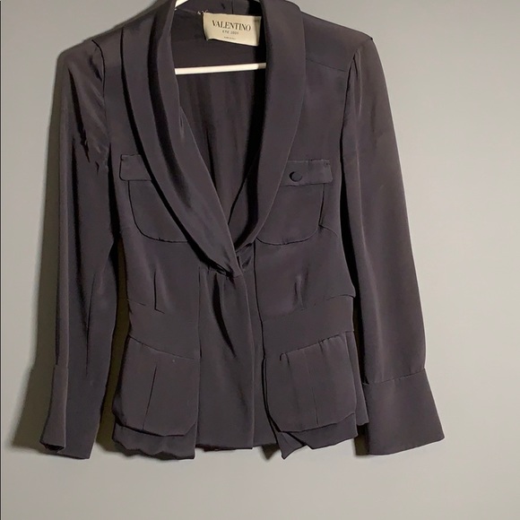 Valentino | Jackets & Coats | Vintage Valentino Gray Silk Jacket | Poshmark